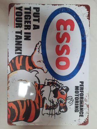Insegna targa metallo Esso stile vintage