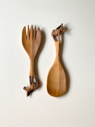 Coppia di posate in legno. Africa