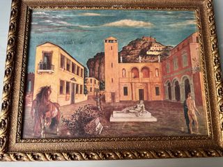 Quadro con cornice dorata intarsiata