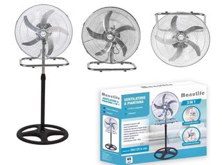 ventilatore a piantana in acciaio 3 in 1