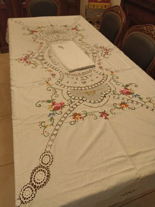 tovaglia rettangolare da 12 ricamata punto a croce