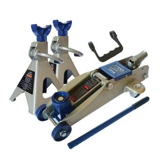 Cric sollevatore idraulico a carrello + 2 cavallet