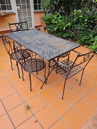 tavolo da esterno in ferro battuto con 6 sedie