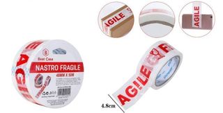 36 ROTOLI DI NASTRO ADESIVO FRAGILE 50 METRI