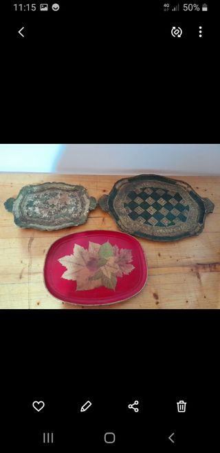 set vassoi in legno vintage