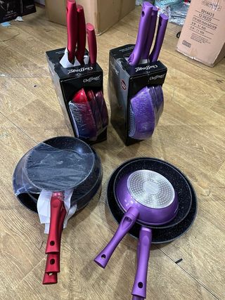 tris di padelle in pietra lavica 20/24/28 cm