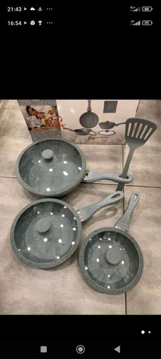 batteria di padelle in pietra lavica 20/24/28 cm