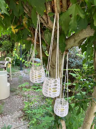 Set 3 piccole lanterne crochet - colore bianco