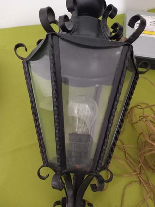 ANTICO LAMPIONE IN FERRO E VETRO VINTAGE