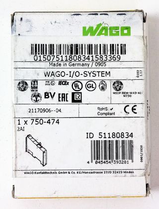 WAGO I/0 SYSTEM 750-474 2AI INGRESSO ANALOGICO 2 C