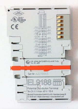 BECKHOFF EL9188 POTENTIAL DISTRIBUTION TERMINAL 16