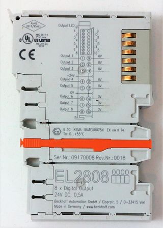 BECKHOFF EL2808 ETHERCAT TERMINAL 8 CHANNEL DIGITA