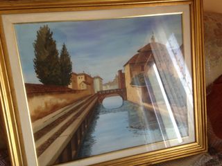 Dipinto firmato Moccia Navigli Milano