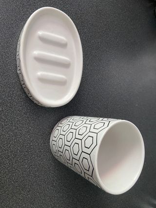 Set bagno ceramica portasapone e portaspazzolini