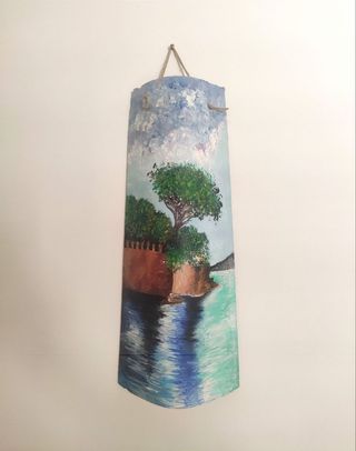 Tegola antica dipinta a mano