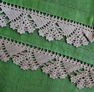 2 Antichi asciugamani Puro Lino Pizzo a Mano