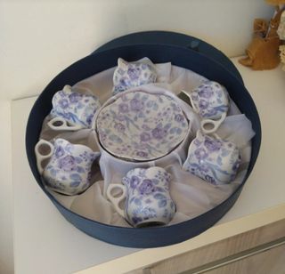 Set 6 tazzine e piattini porcellana