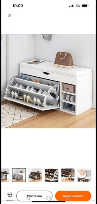 scarpiera cassapanca in legno scarpiere