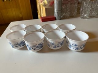 Set 8 tazze grandi da tè Arcopal France decoro blu