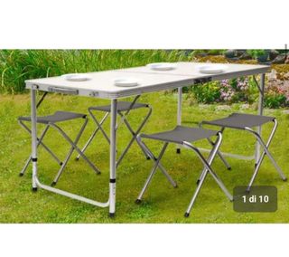 Tavolo Pieghevole Con 4 Sgabelli - Pratico