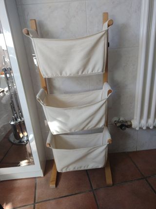 Porta oggetti in legno e tessuto