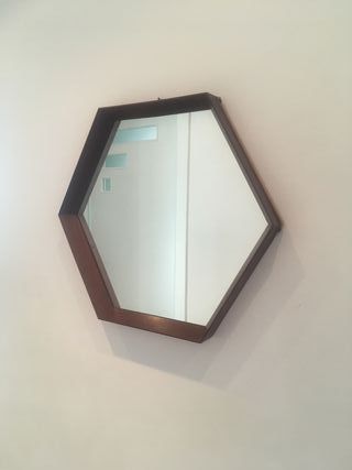 Specchio esagonale teak vintage