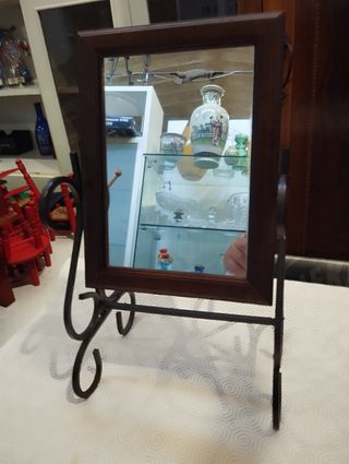 Specchio in legno e ferro battuto