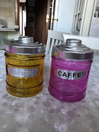 Porta zucchero e caffè in vetro