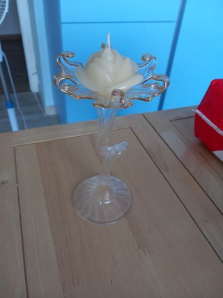 Elegante porta candela in vetro 16 cm con candela