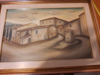 Quadro a olio 'Un Borgo' dim. 75x55