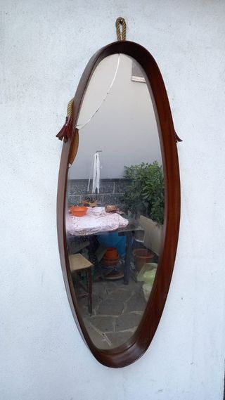 Modernariato specchio cornice legno