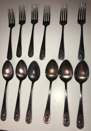 12 Posate argentate 6 forchette +6 cucchiai