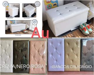 Cassapanca Contenitore 80L, Pouf Contenitore, Panc