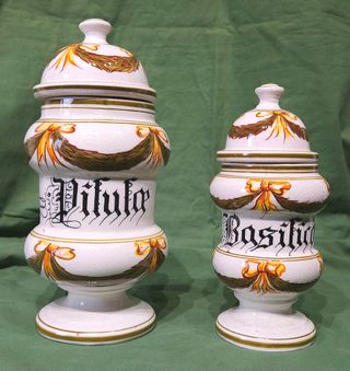 TRIS  di vasi vintage da farmacia o erboristeria,