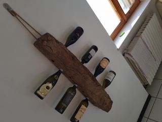 Portabottiglie in legno massello antico vintage