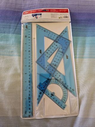 Set 4 pezzi righello/squadre