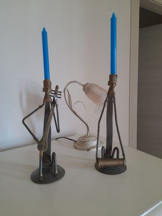 Set 2 porta candele in ferro