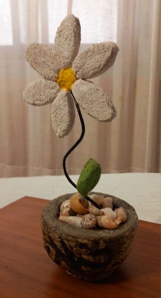 Vaso Margherita con fiore finto Vintage