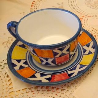 Tazza grande con piattino ceramica di #Vietri