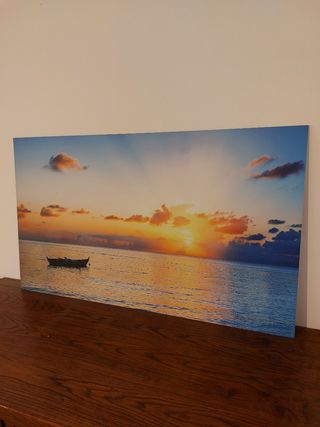 Quadro alluminio barca al tramonto