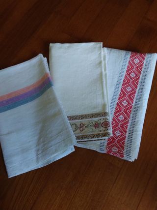 set 3 tovagliette in lino vintage