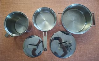 Set 3 pentole "Inoxriv" acciaio inossidabile.