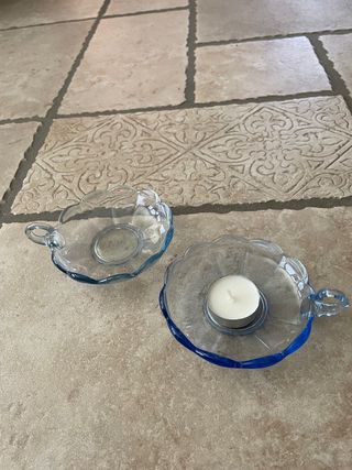 coppia piattini portacandela in vetro