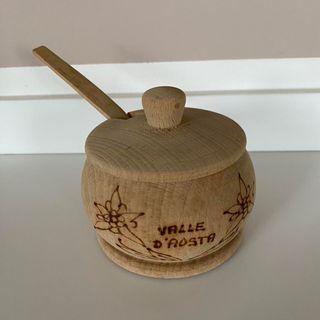 Zuccheriera in legno con 3 tazzine