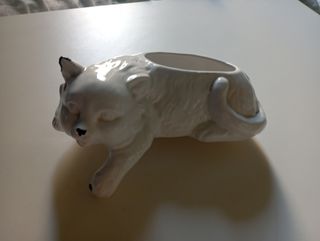Vaso gatto bianco porcellana vintage anni 80