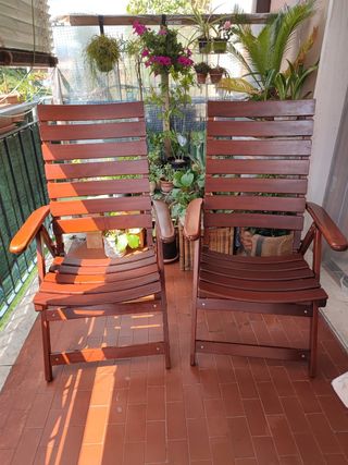 Coppia di  sedie sdraio in legno esterno/interno