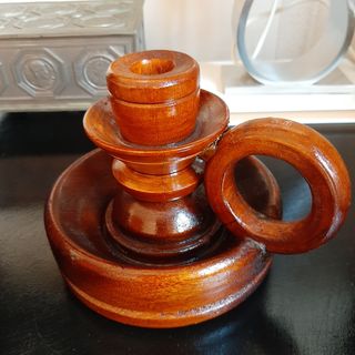 Portacandela vintage in legno