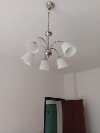 Lampadario acciaio e vetro