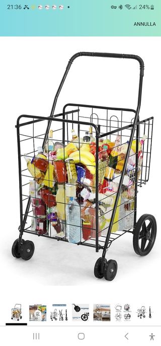 Carrello spesa pieghevole 122L nuovo mai usato.