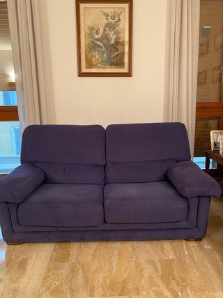 Coppia di divani blu in alcantara